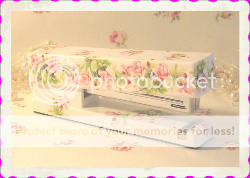 floral STAPLER desk office ROSES PINK FLOWERS shabby Romantic Exclusive ...